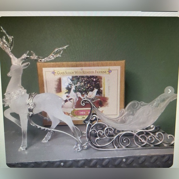 Holiday | 202 Grandeur Noel Glass Sleigh With Reindeer Figurine | Poshmark